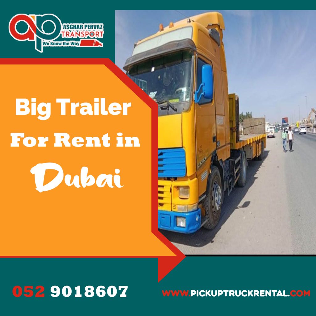 Big Trailer for Rent in Dubai | Heavy trailer rental Dubai