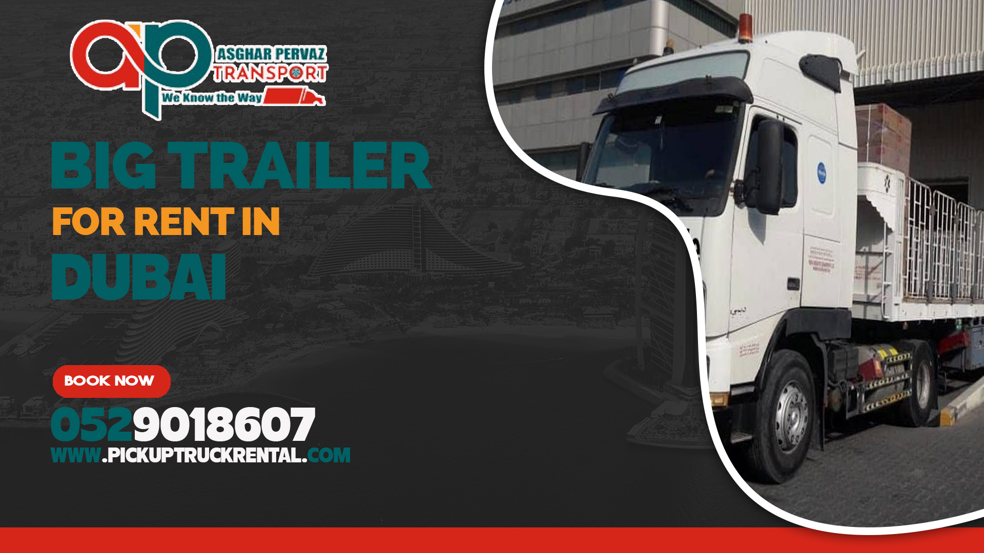 Big Trailer for Rent in Dubai | Trailer Rental Services Dubai