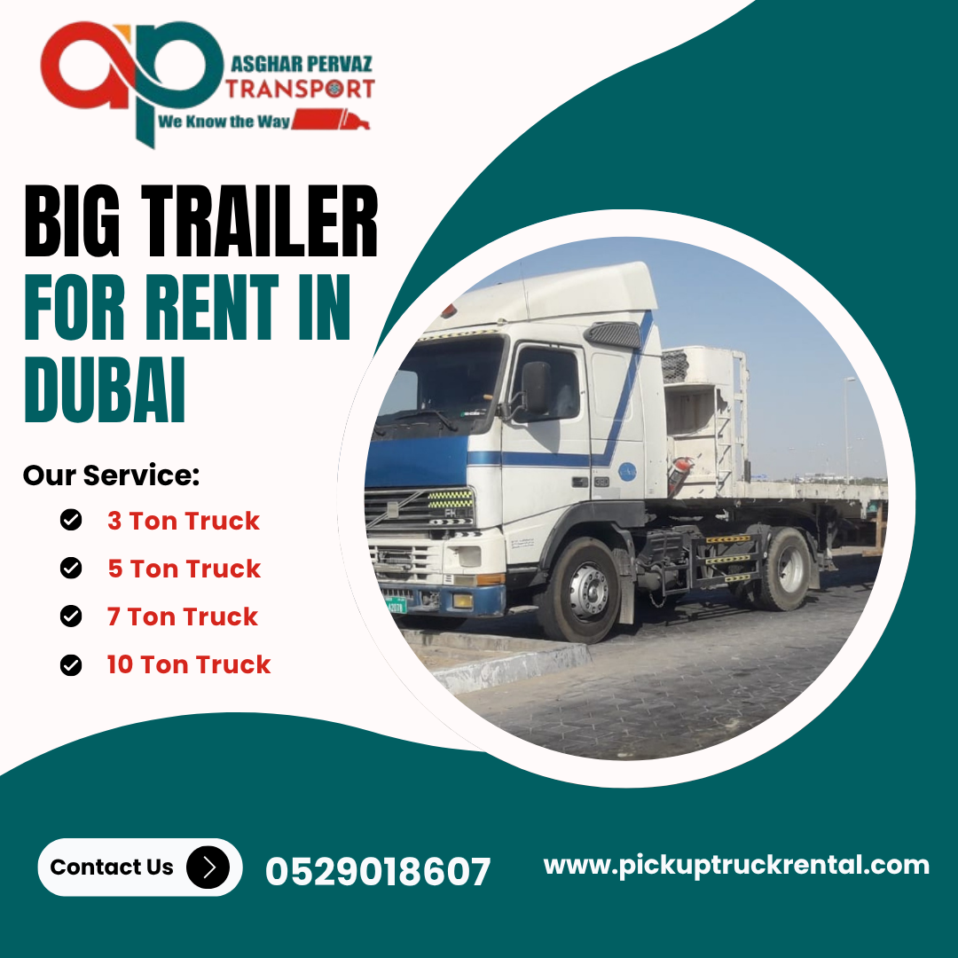 Big Trailer for Rent in Dubai | Heavy Trailer hire Dubai 0529018607